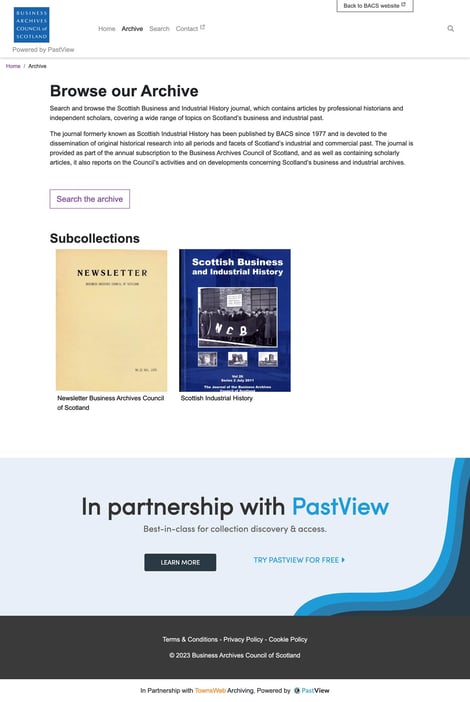 BACS enhances access to Scotland's rich business history with PastView